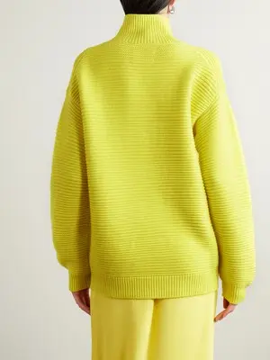Brandon Maxwell Ribbed Wool Turtleneck Sweater