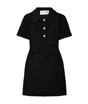Valentino Garavani Embellished Metallic Tweed Mini Dress