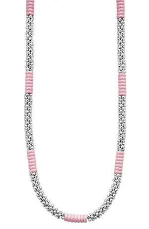 Lagos Caviar Ceramic Station Necklace - Pink