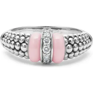 Lagos Caviar Diamond And Ceramic Ring - Pink