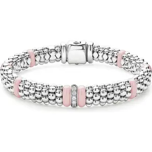 Lagos Caviar Diamond & Ceramic Station Bracelet - Pink