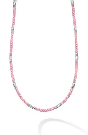 Lagos Caviar Ceramic Station Necklace - Pink