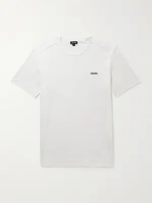 Zegna Slim-fit Logo-embroidered Cotton-jersey T-shirt