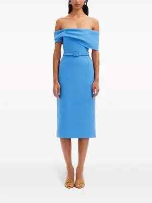 Oscar De La Renta Off-shoulder Draped Midi Dress
