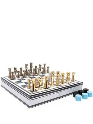 Versace Barocco-print Wood Chess Set - White