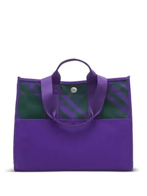 Burberry Check-pattern Leather Tote Bag - Purple