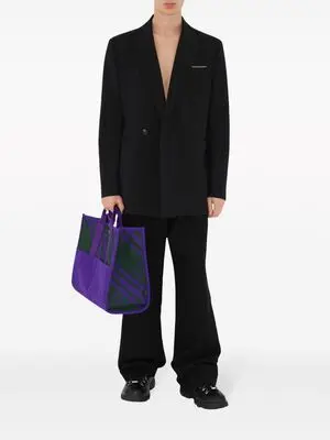 Burberry Check-pattern Leather Tote Bag - Purple