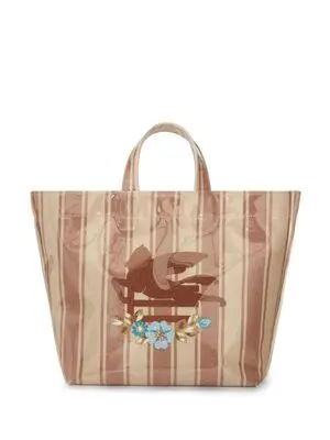 Etro Large Pegaso-motif Striped-jacquard Tote Bag