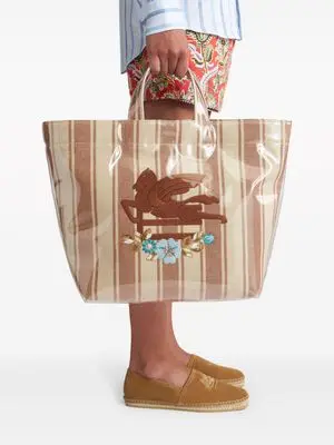 Etro Large Pegaso-motif Striped-jacquard Tote Bag