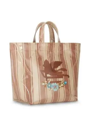 Etro Large Pegaso-motif Striped-jacquard Tote Bag