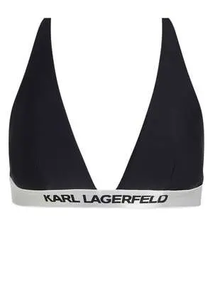 Karl Lagerfeld Logo Underband Triangle Bikini Top - Black