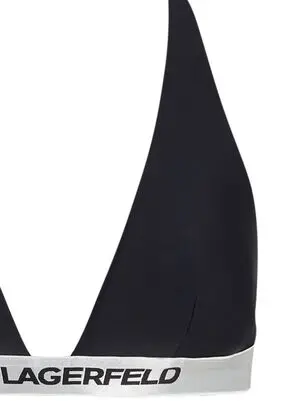 Karl Lagerfeld Logo Underband Triangle Bikini Top - Black