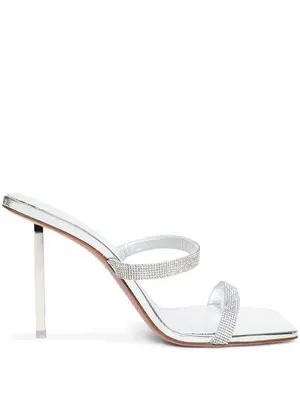 Amina Muaddi Rih Slipper 95mm Sandals - Silver