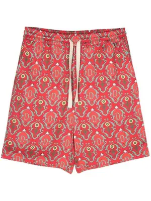 Drole De Monsieur Graphic-print Drawstring Bermuda Shortss - Red