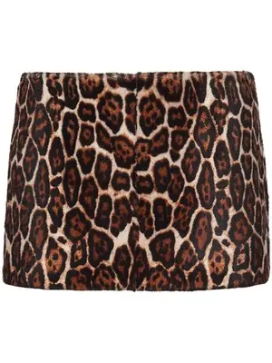 Prada Animal-print Shearling Miniskirt - Brown