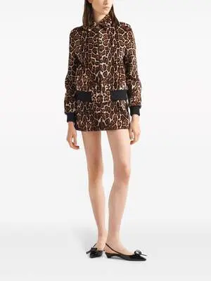 Prada Animal-print Shearling Miniskirt - Brown