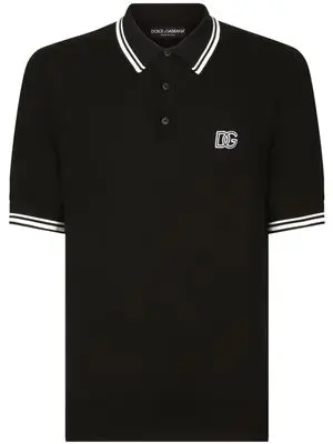 Dolce & Gabbana Logo-embroidered Stripe-detail Polo Shirt