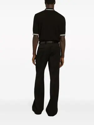 Dolce & Gabbana Logo-embroidered Stripe-detail Polo Shirt