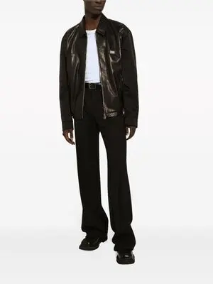 Dolce & Gabbana Logo-plaque Leather Jacket