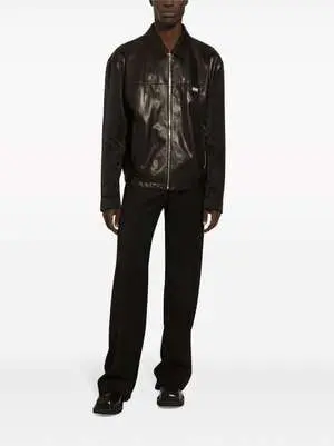 Dolce & Gabbana Logo-plaque Leather Jacket