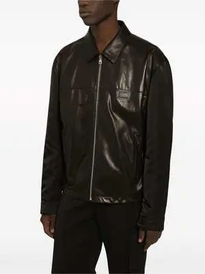 Dolce & Gabbana Logo-plaque Leather Jacket