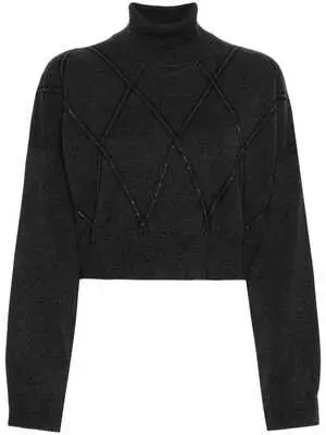 Brunello Cucinelli Monili-embellished Cropped Top - Grey