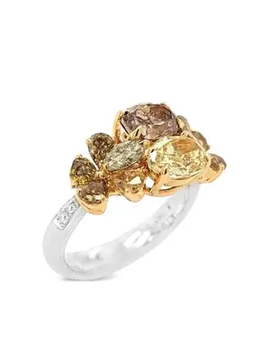 HYT JEWELRY 18kt White And Yellow Diamond Cocktail Ring