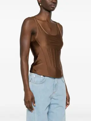 MUGLER Embossed-logo Corset Top