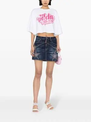 Dsquared2 Star-studded Denim Miniskirt