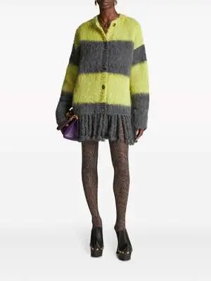 Etro Striped Brushed Cardigan Coat - Grey