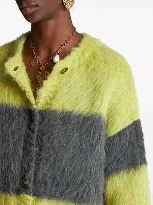 Etro Striped Brushed Cardigan Coat - Grey
