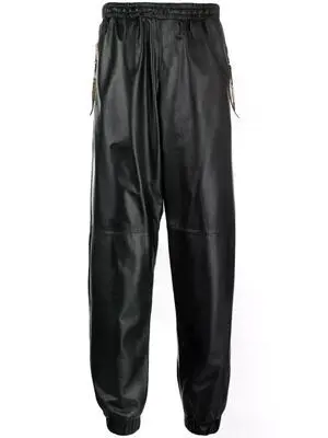 Moschino Cropped Leather Track Pants