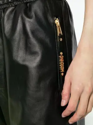 Moschino Cropped Leather Track Pants