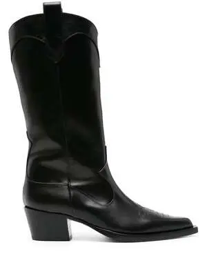 SCAROSSO Dolly 50mm Leather Boots - Black