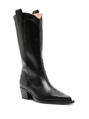 SCAROSSO Dolly 50mm Leather Boots - Black