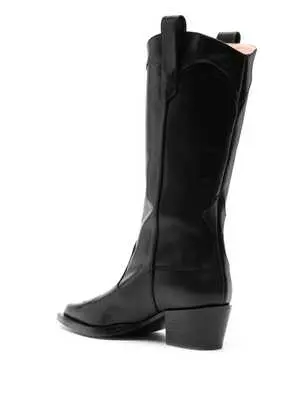 SCAROSSO Dolly 50mm Leather Boots - Black