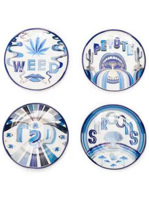 Jonathan Adler Druggist Porcelain Coaster Set - Blue