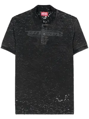 DIESEL® Logo-print Distressed Polo Shirt