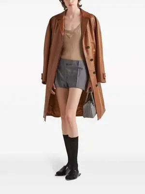 Prada Belted Leather Trench Coat