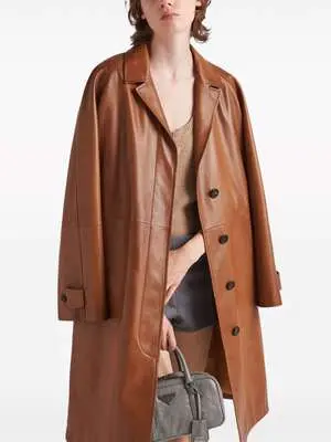 Prada Belted Leather Trench Coat