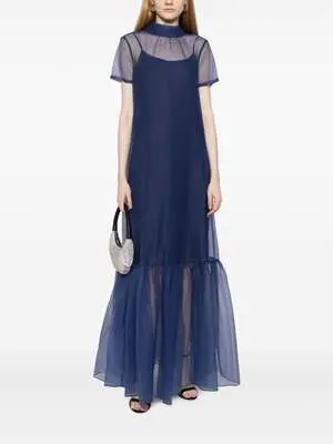 Staud Calunna Organza Maxi Dress - Blue