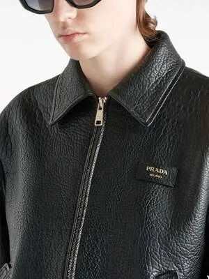 Prada Crocodile-embossed Leather Jacket