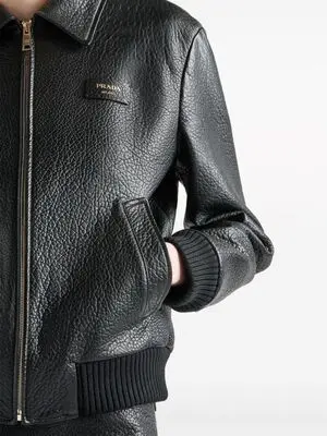 Prada Crocodile-embossed Leather Jacket