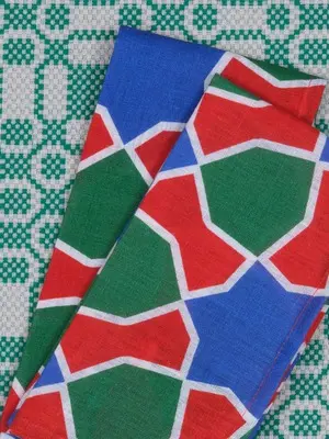 CABANA Tiles Linen Napkins - Blue