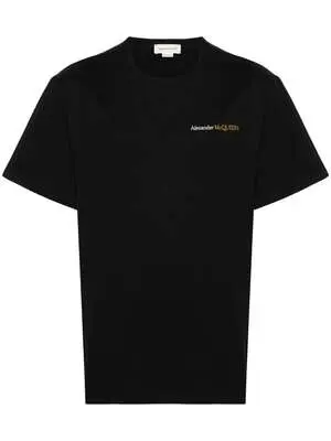 Alexander McQueen Embroidered-logo Cotton T-shirt - Black