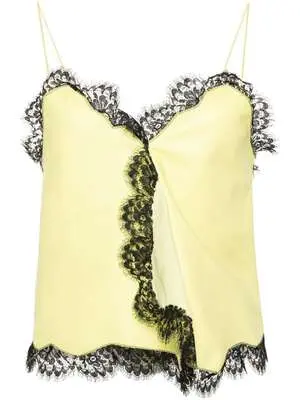 Off-White Leather Lace-detail Top - Yellow
