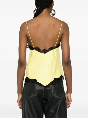 Off-White Leather Lace-detail Top - Yellow