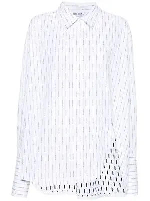Attico Asymmetric Striped Shirt - White