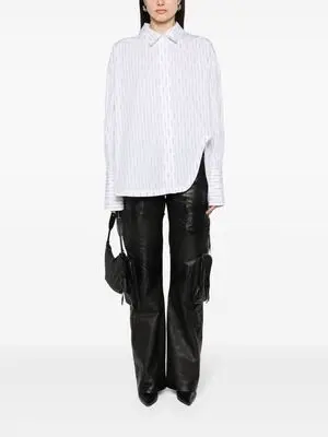 Attico Asymmetric Striped Shirt - White