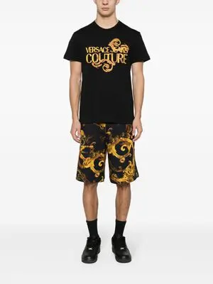 Versace Barocco Print Track Shorts - Black